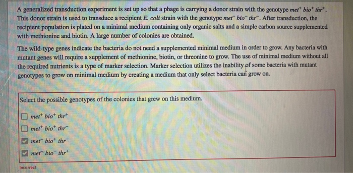 Solved A generalized transduction experiment is set up so | Chegg.com