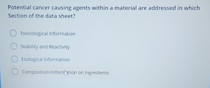 Solved Potential cancer causing agents within a material are | Chegg.com