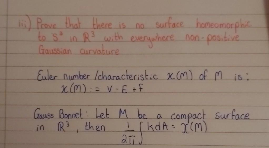 Solved iii) Prove that there is no surface homeomorphic to | Chegg.com