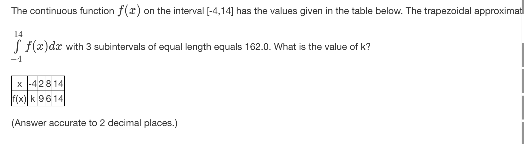 Solved The continuous function f(x) on ﻿the interval -4,14 | Chegg.com