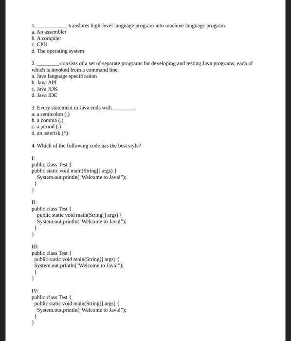 Solved c. CPU 1. translates high-level language program into | Chegg.com
