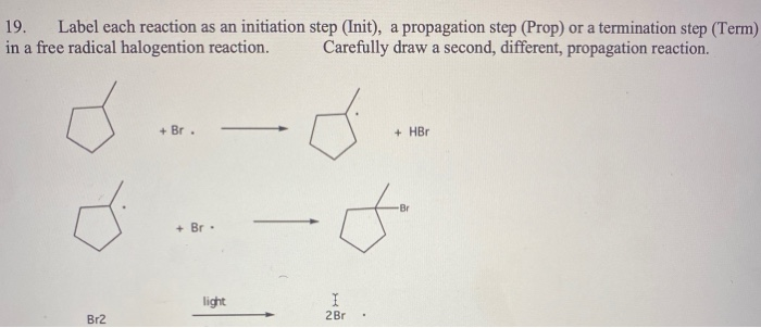 Solved 19. Label each reaction as an initiation step (Init), | Chegg.com