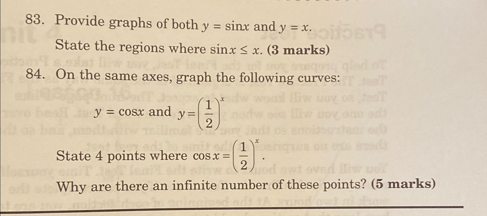 Solved 83. ﻿Provide graphs of both y=sinx ﻿and y=x.State the | Chegg.com