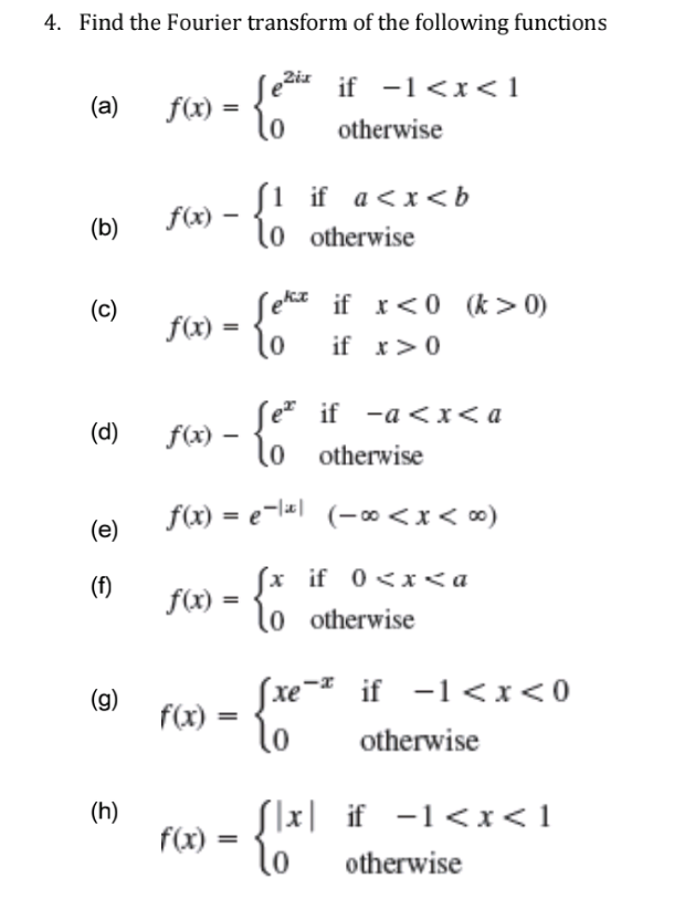 Solved 4. Find the Fourier transform of the following | Chegg.com