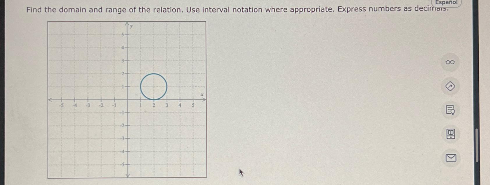 Solved Find the domain and range of the relation. Use | Chegg.com