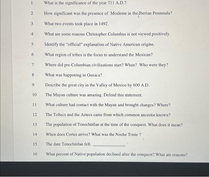 1 What is the significance of the year 711 A.D.? 2 | Chegg.com