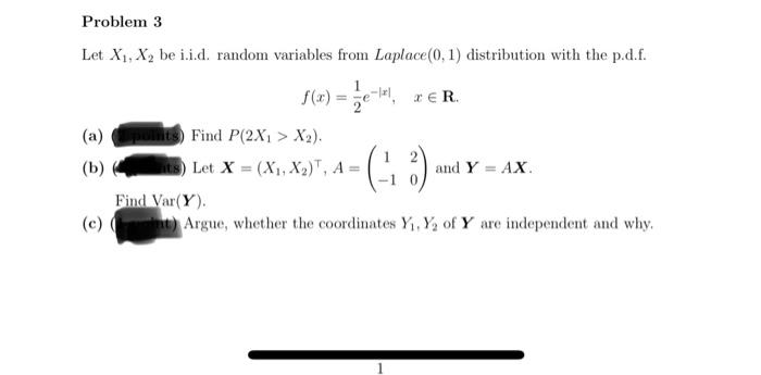 Solved Let X1,X2 be i.i.d. random variables from | Chegg.com
