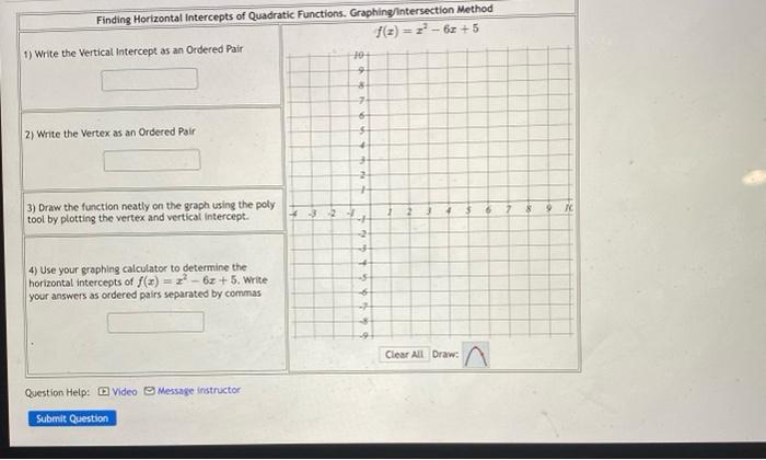 Solved 1) Write the Vertical Intercept as an Ordered Pair 2) | Chegg.com