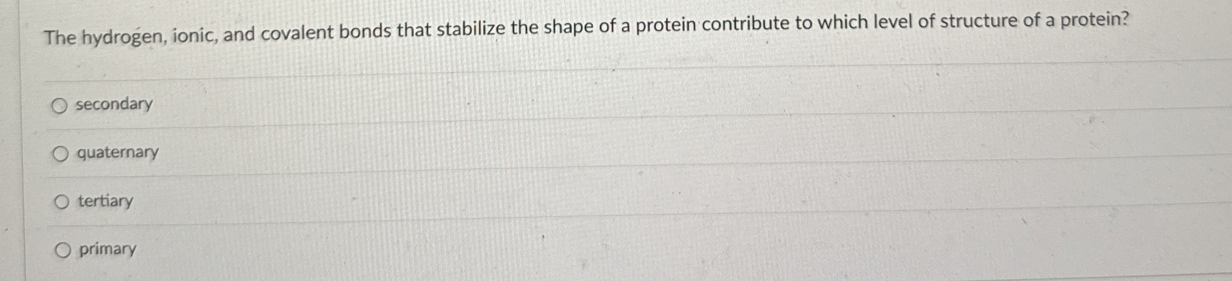 Solved The hydrogen, ionic, and covalent bonds that | Chegg.com