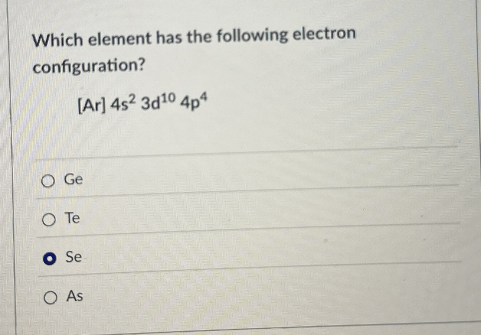 Solved Which element has the following electron | Chegg.com