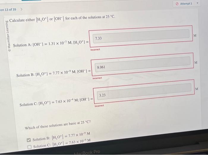 [Solved]: Calculate either ( left[ mathrm{H}_{3} mathrm{