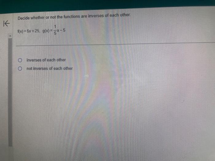 Solved Decide whether or not the functions are inverses of | Chegg.com