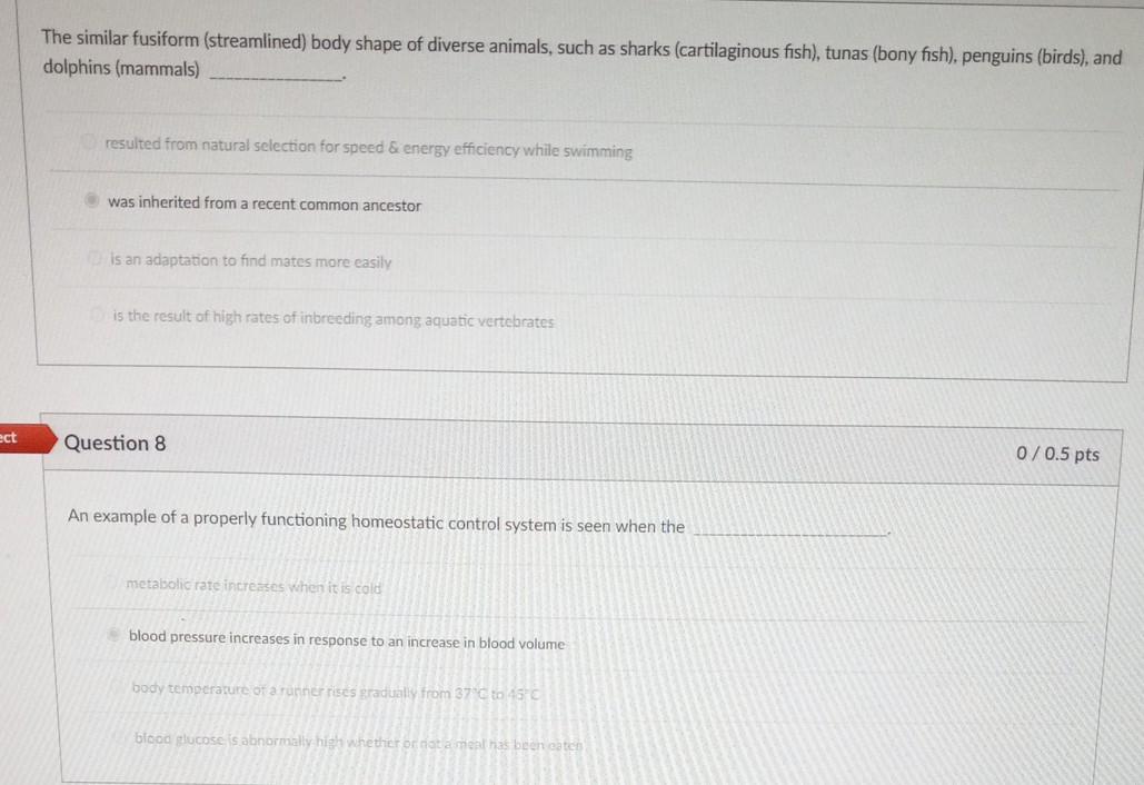 Solved The similar fusiform (streamlined) body shape of | Chegg.com