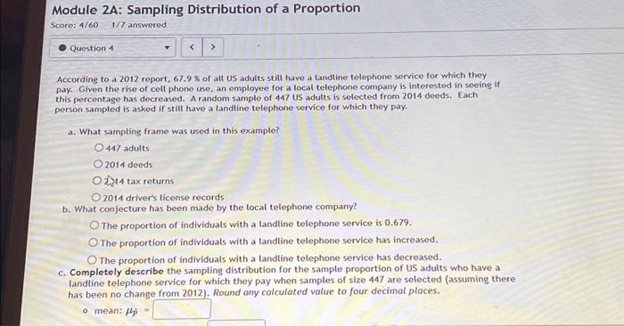 Solved Module 2A: Sampling Distribution of a Proportion | Chegg.com