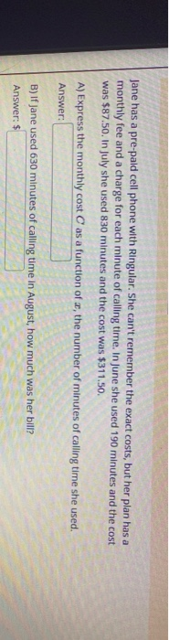 Solved Jane has a pre-paid cell phone with Ringular. She | Chegg.com