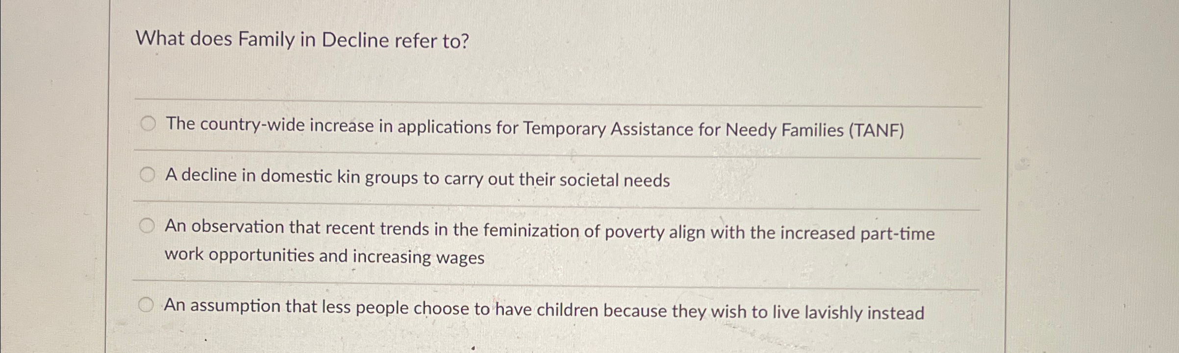 Solved What does Family in Decline refer to?The country-wide | Chegg.com