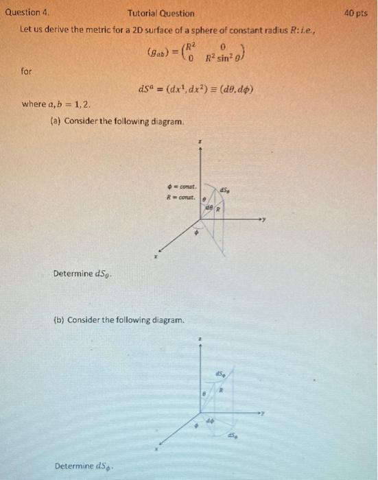 Solved Let us derive the metric for a 2D surface of a sphere | Chegg.com