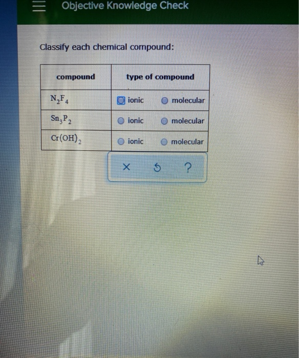 Solved Objective Knowledge Check Classify each chemical | Chegg.com