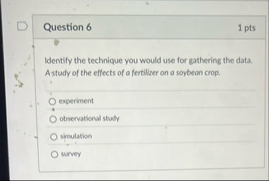 Solved Question 61 ﻿ptsIdentify the technique you would use | Chegg.com