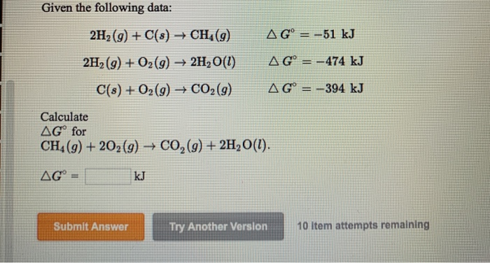 Solved Given the following data: 2H2(g) + C(s) + CH (9) A Gº | Chegg.com