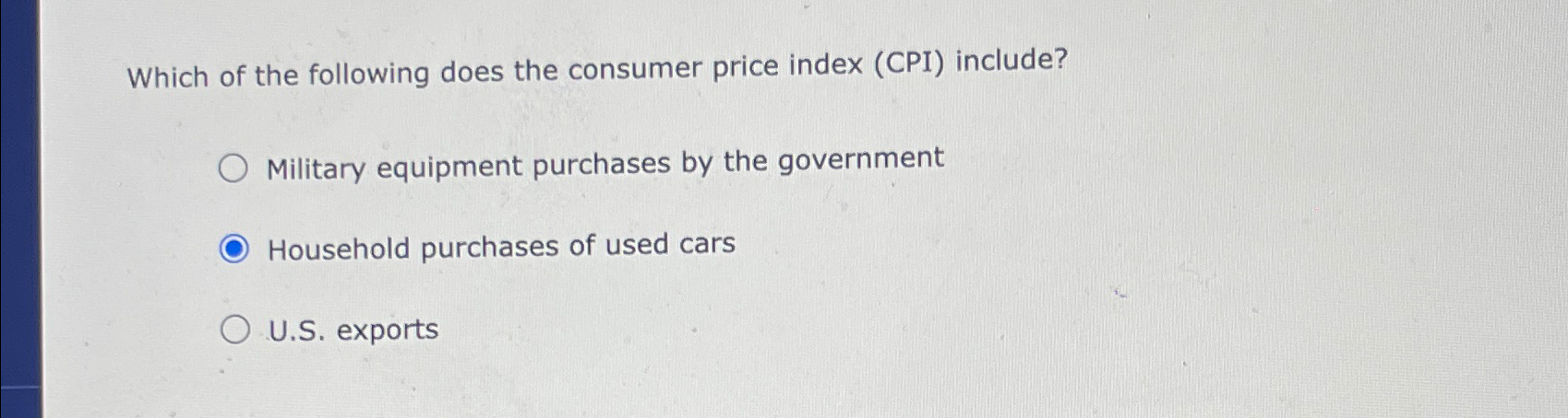 Solved Which of the following does the consumer price index | Chegg.com