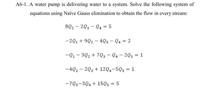 Solved A6-1. A water pump is delivering water to a system. | Chegg.com