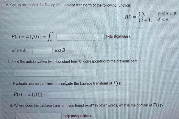 Solved a Set up an integral for finding the Laplace | Chegg.com