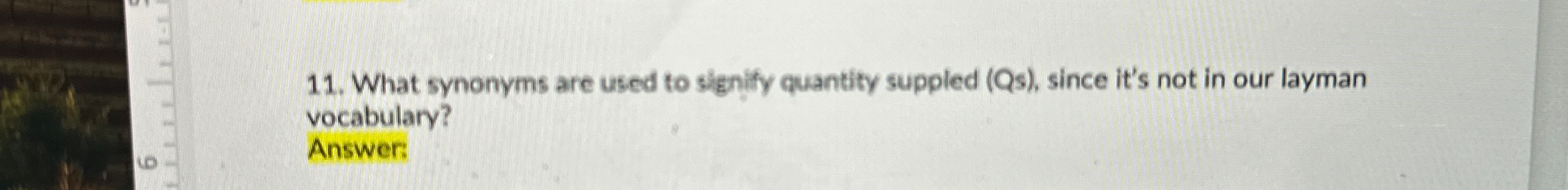 Solved What synonyms are used to signify quantity suppled | Chegg.com