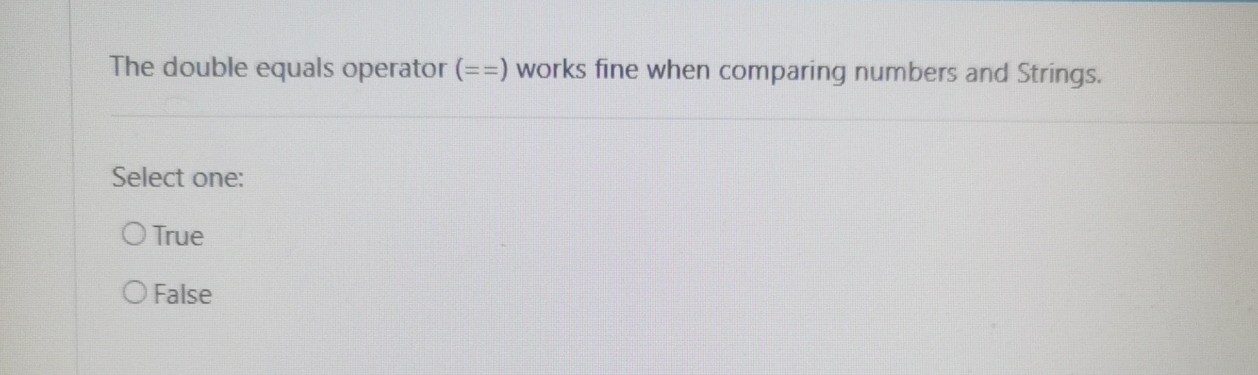 Solved The double equals operator (==) ﻿works fine when | Chegg.com