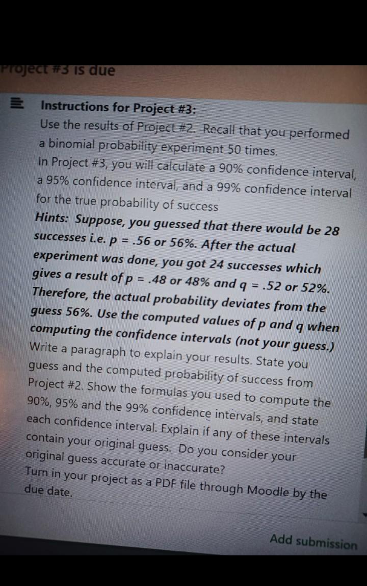 Solved Instructions for Project #3: Use the results of | Chegg.com
