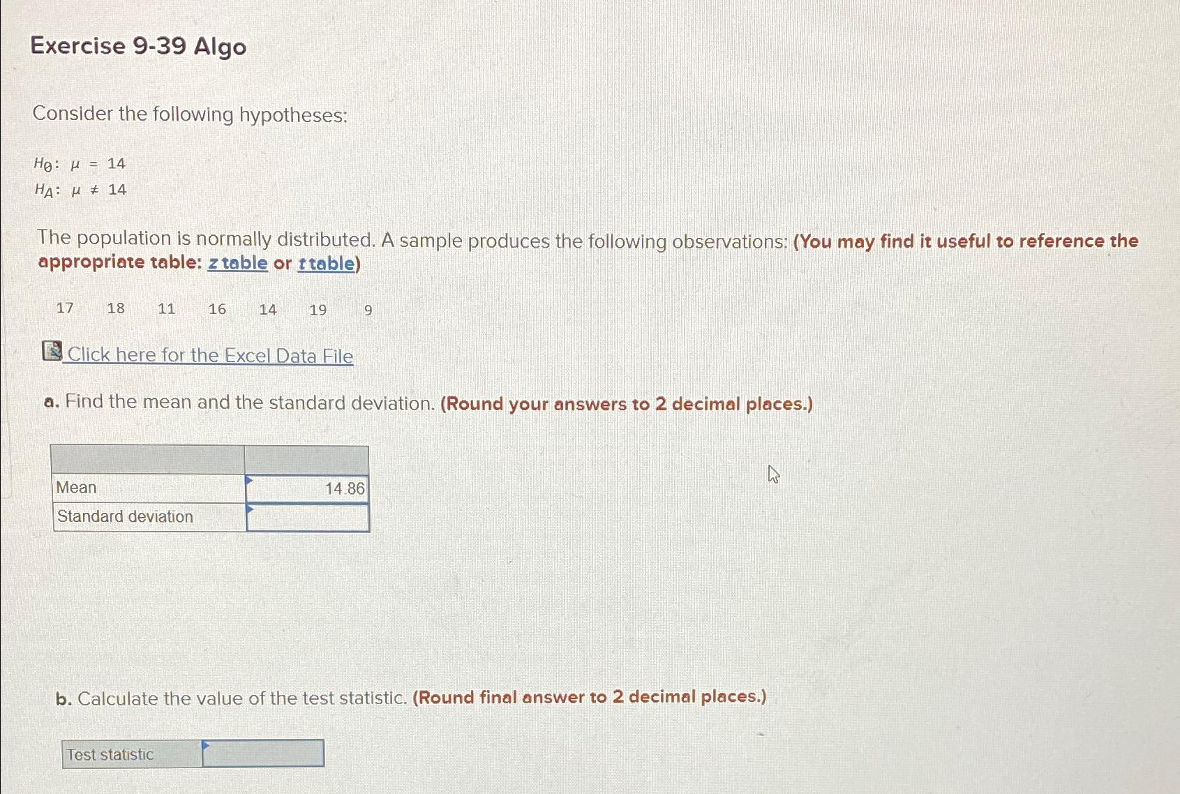 Solved Exercise 9-39 ﻿AlgoConsider the following | Chegg.com
