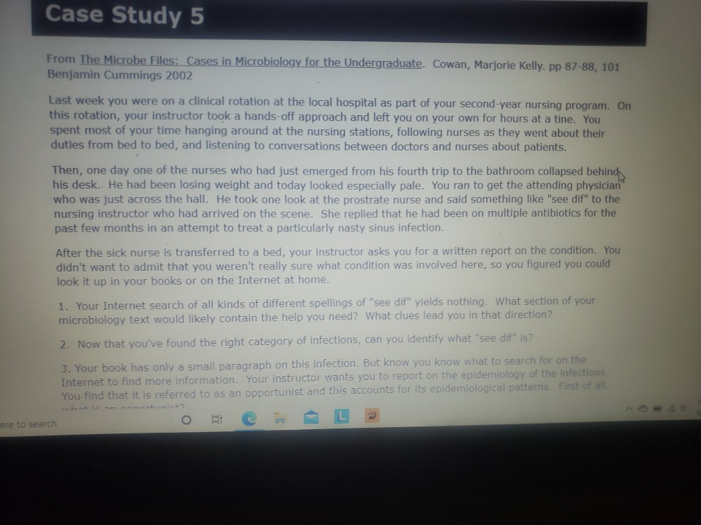 Solved Case Study 5 From The Microbe Files: Cases in | Chegg.com
