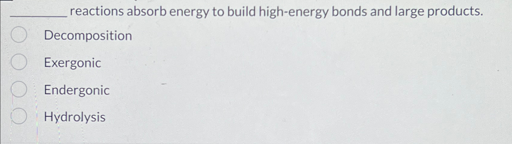 Solved reactions absorb energy to build high-energy bonds | Chegg.com