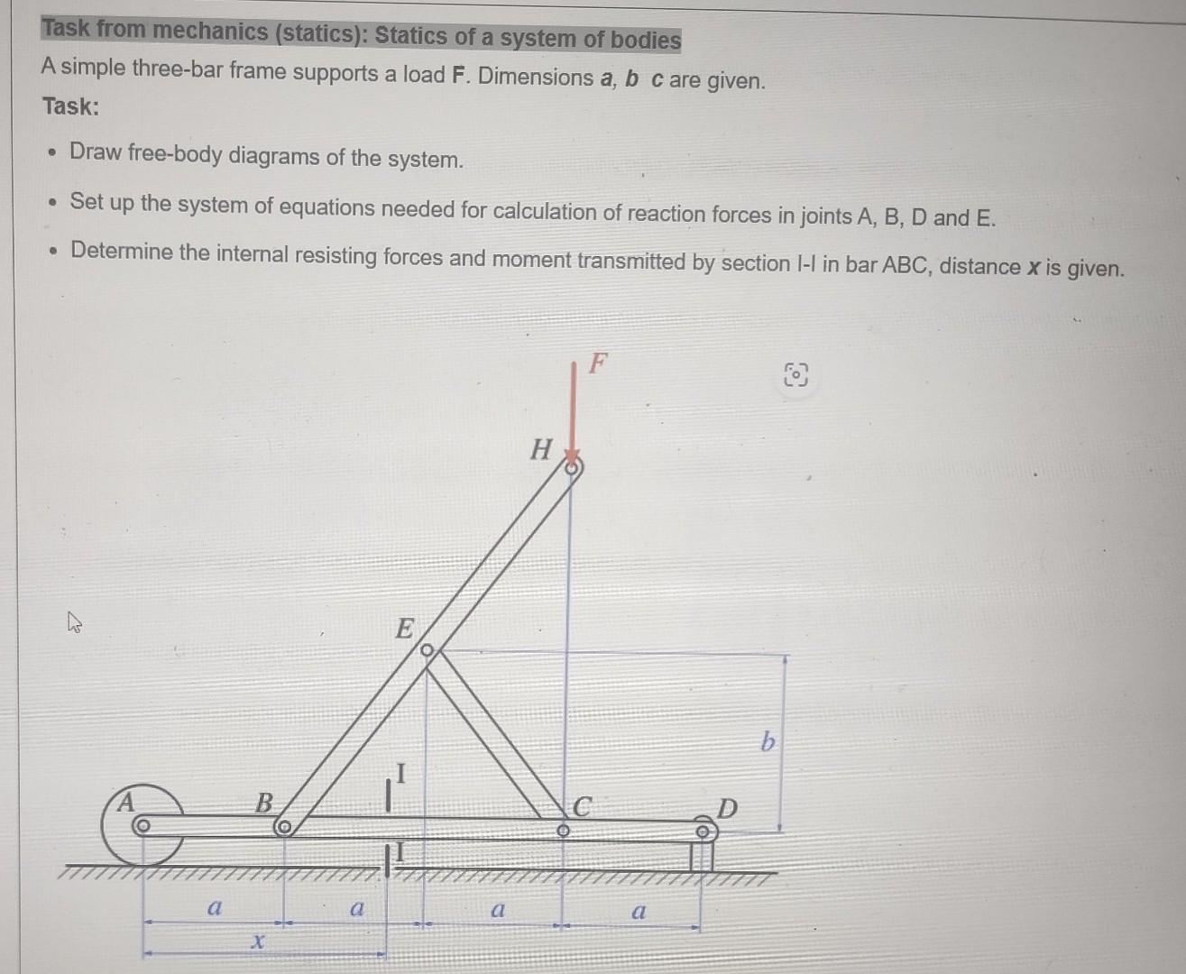 Solved Task from mechanics (statics): Statics of a system of | Chegg.com