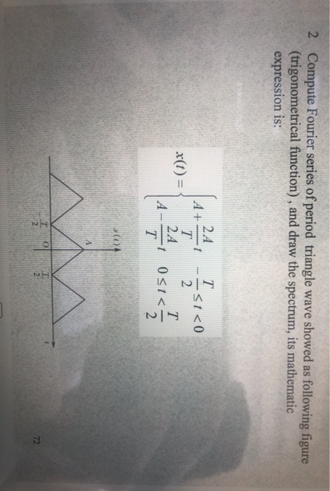 Solved 2 Compute Fourier series of period triangle wave | Chegg.com