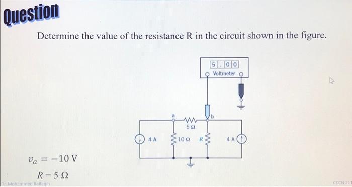 Solved Determine the value of the resistance R in the | Chegg.com