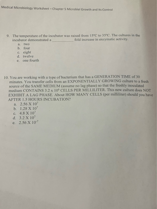 Solved Medical Microbiology Worksheet - Chapter 5 Microbial | Chegg.com