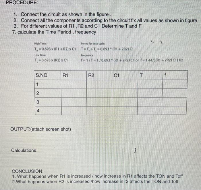Solved EXPERIMENT No:6 ASTABLE MULTIVIBRATOR USING NE555 | Chegg.com