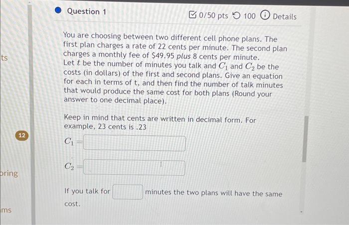 Solved You are choosing between two different cell phone | Chegg.com