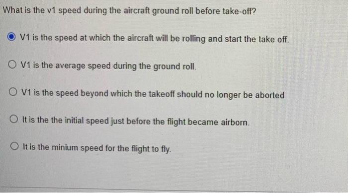 Solved What is the v1 speed during the aircraft ground roll | Chegg.com