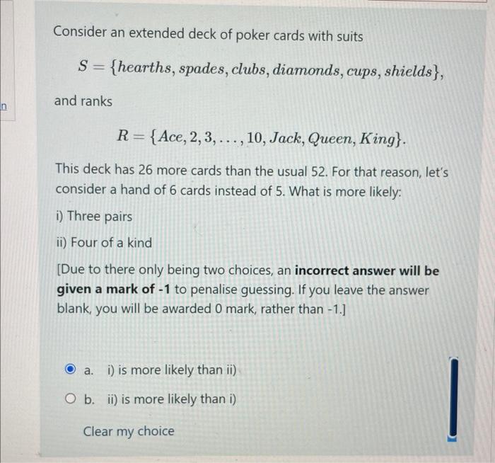 Solved Consider an extended deck of poker cards with suits | Chegg.com