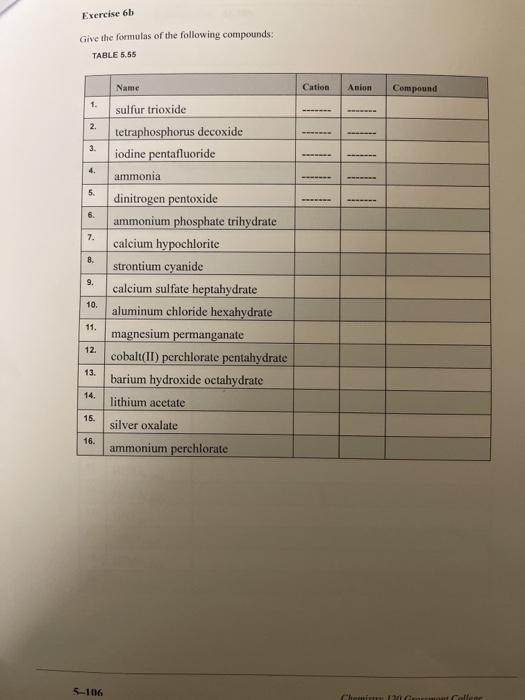 Solved Exercise 6b Give the formulas of the following | Chegg.com