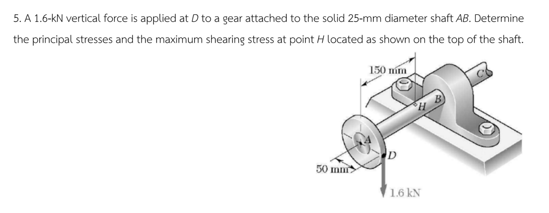 Solved A 1.6-kN ﻿vertical force is applied at D ﻿to a gear | Chegg.com