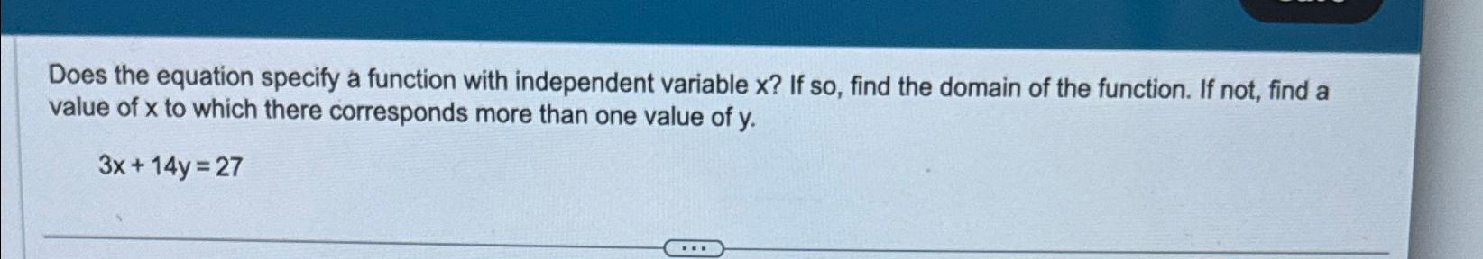 Solved Does the equation specify a function with independent | Chegg.com