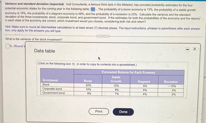 Solved Variance and standard deviation (expected). Hull | Chegg.com