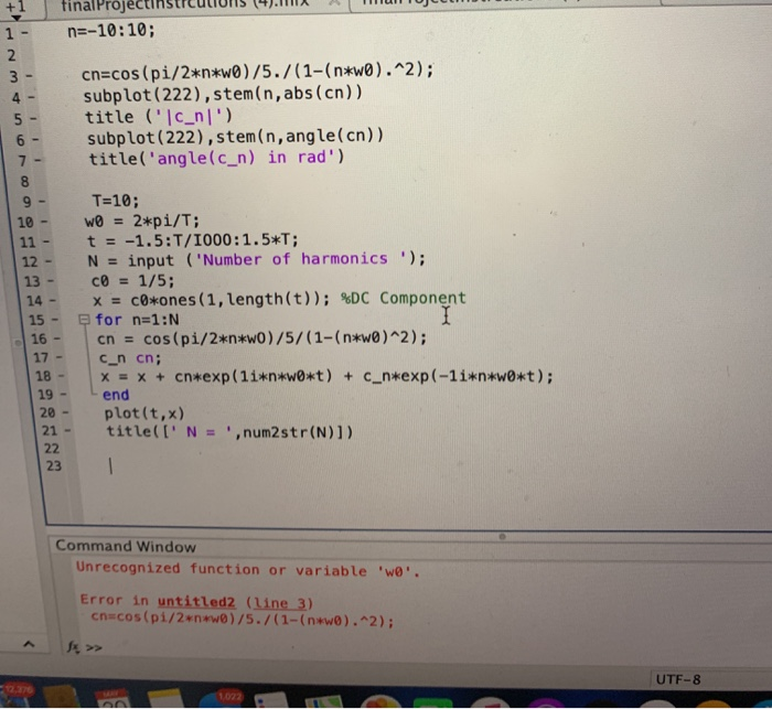 Solved it says unrecognized funtion w0 line 3 how can i fix | Chegg.com