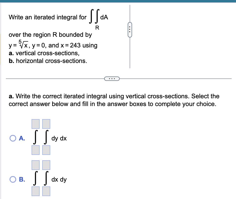 Solved Write an iterated integral for ∬RdAover the region R | Chegg.com