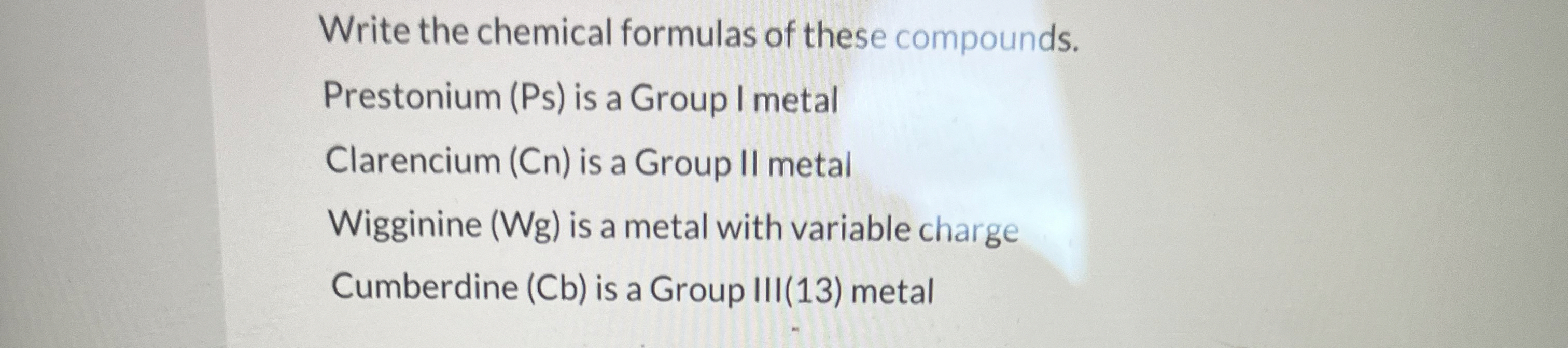 Solved Write the chemical formulas of these | Chegg.com