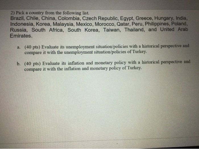 Solved 2) Pick a country from the following list. Brazil, | Chegg.com