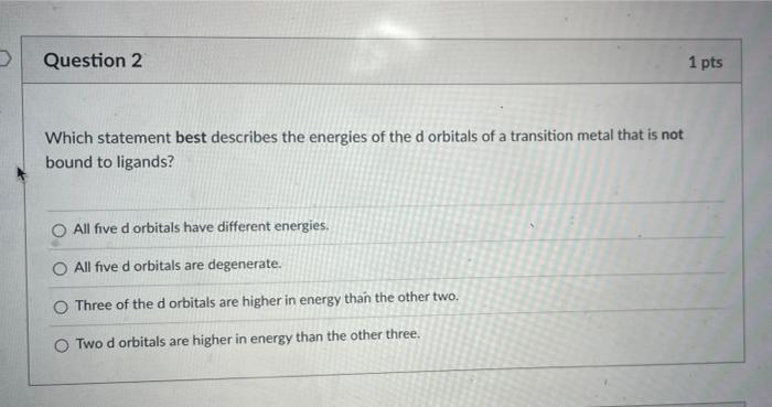 Solved Question 2 1 pts Which statement best describes the | Chegg.com